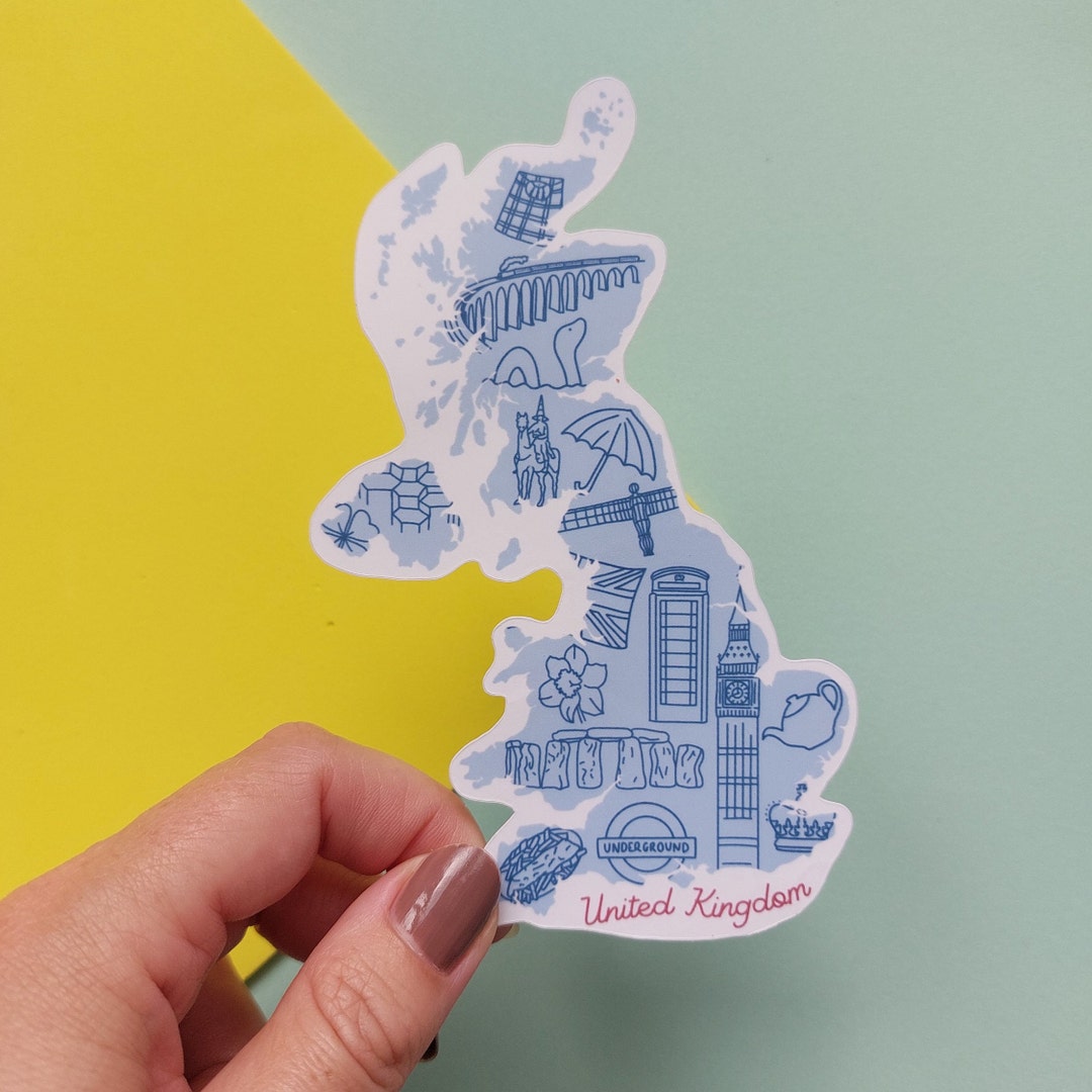 United Kingdom Sticker - Waterproof UK Map Sticker - Country Outline ...
