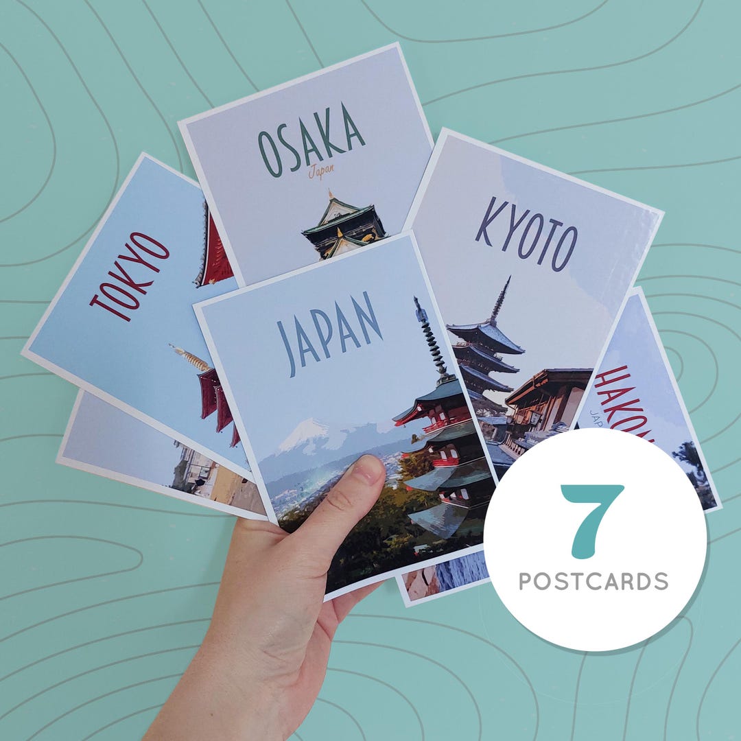 Japan Travel Postcards Pack - 7 Postcards - Retro Vintage Style ...