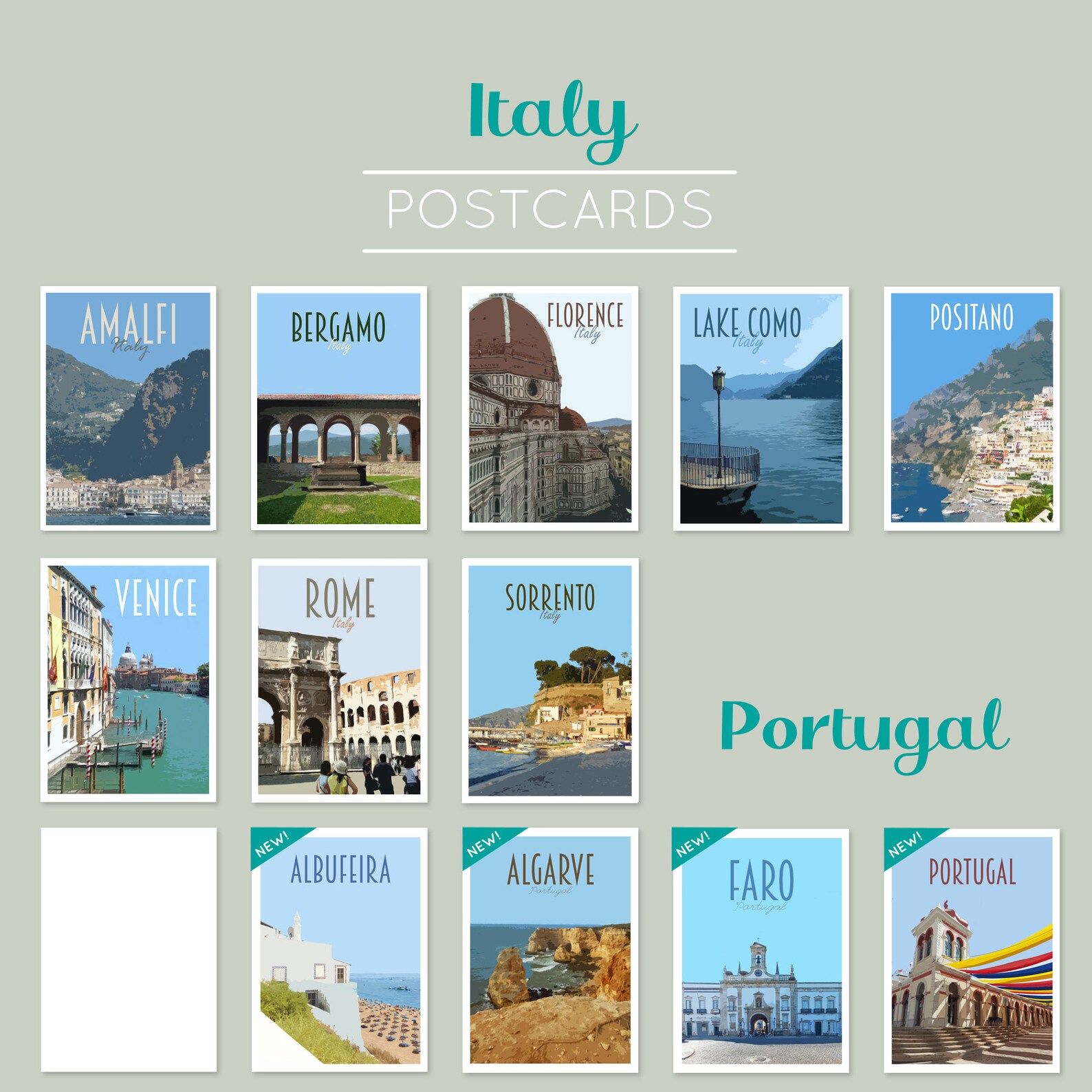 Travel Postcards Pack Retro Vintage Style Cities Postcard - Etsy