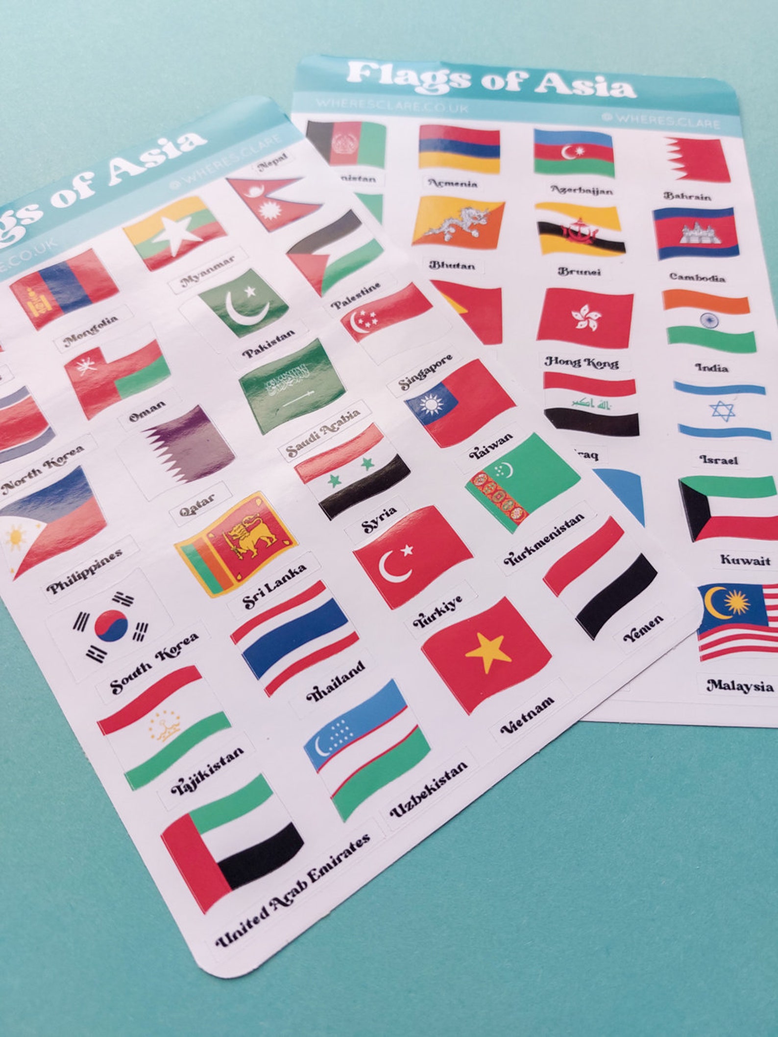 Asia Flag Stickers, Flags of Asia, South East Asia, Stickers for Travel ...