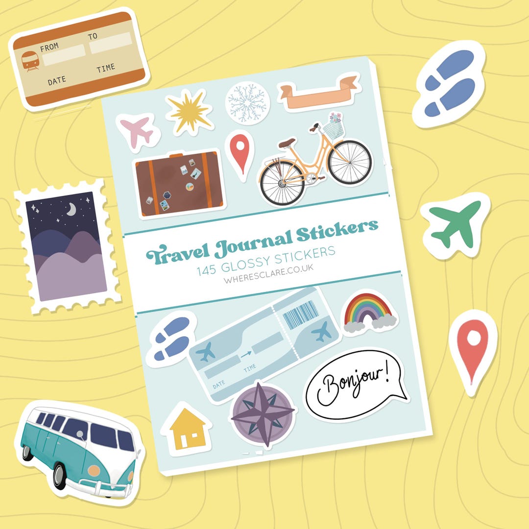 Travel Journal Sticker Books With Pin Stickers, Travel Icons, Weather ...