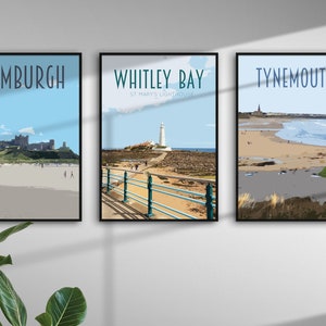Whitley Bay Travel Poster - Retro Vintage Style UK Art Print, Artwork ...