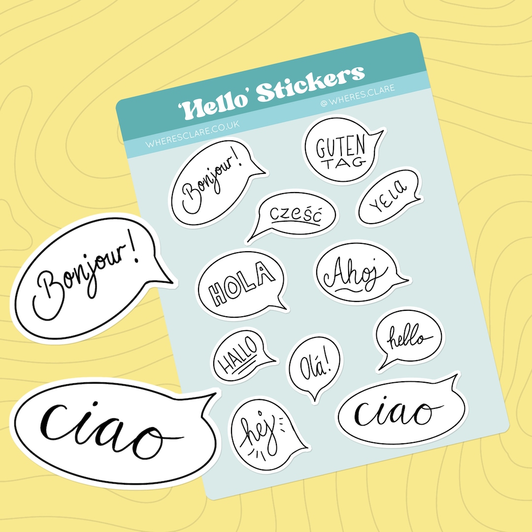 Hello Speech Bubble Stickers - Travel Sticker Sheet. Travel Journal ...