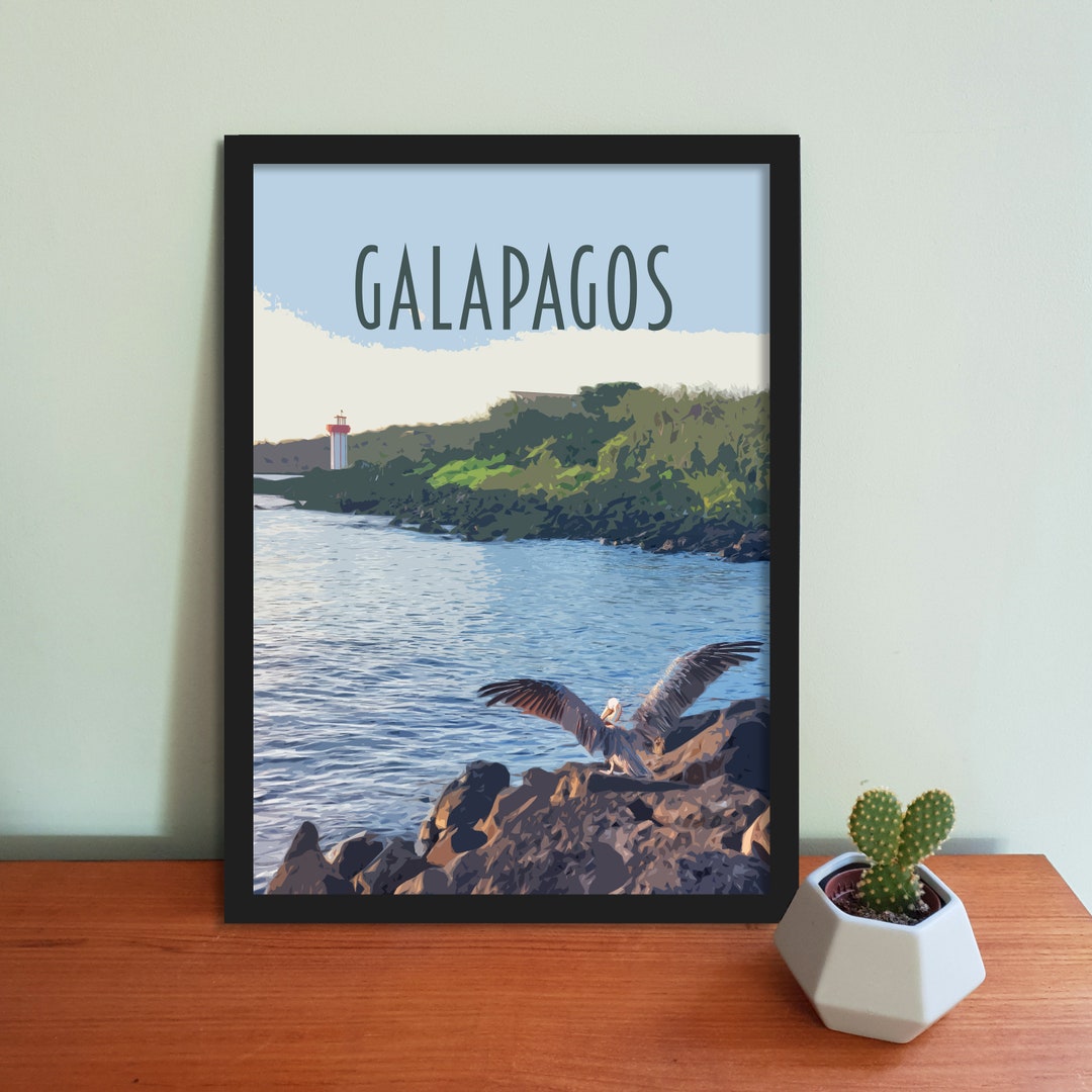 Galapagos Travel Poster - Retro Vintage Style Galapagos Islands Art ...