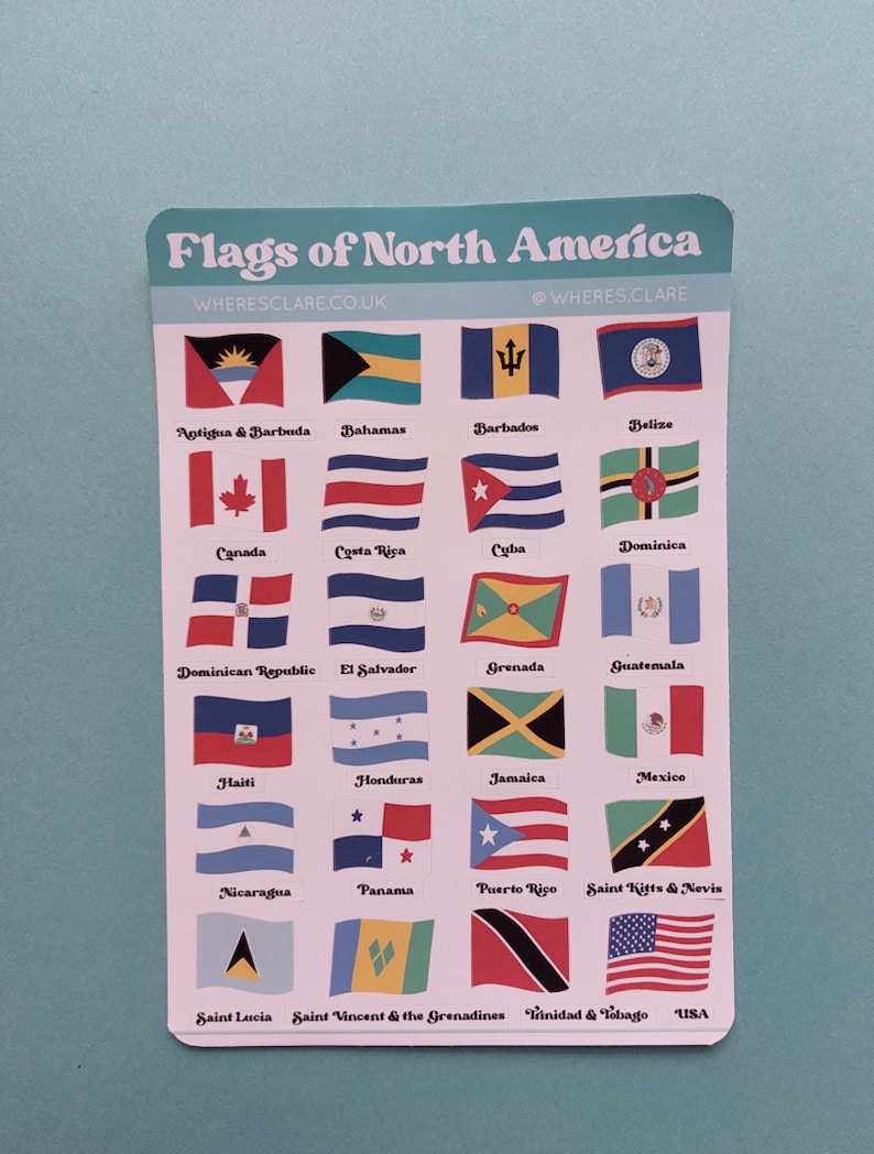 North America Flag Stickers and South America Flag Stickers, Central ...