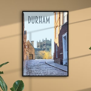 Durham Travel Poster - Retro Vintage Style UK Art Print, Artwork ...