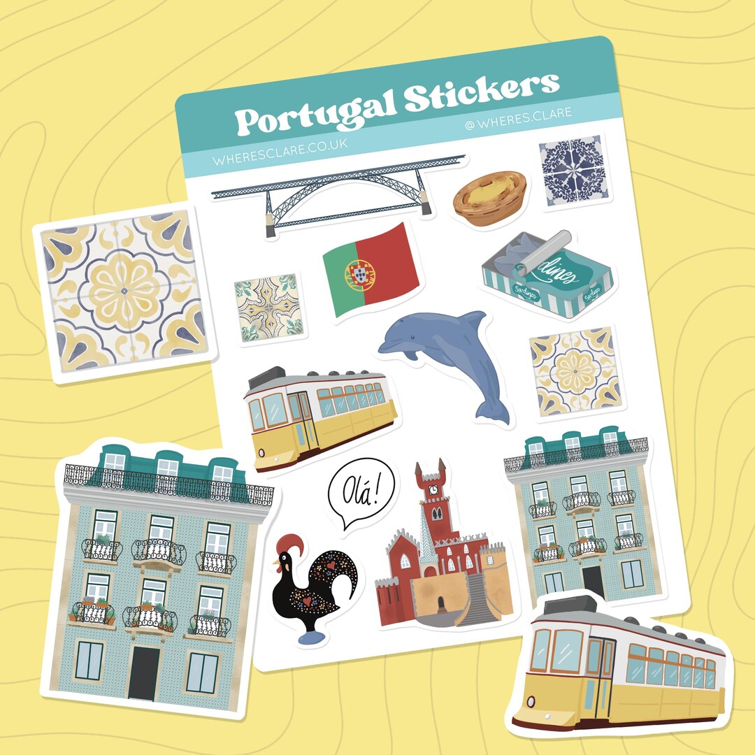 Portugal Sticker Sheet, Glossy Stickers. Travel Stickers for Journals ...