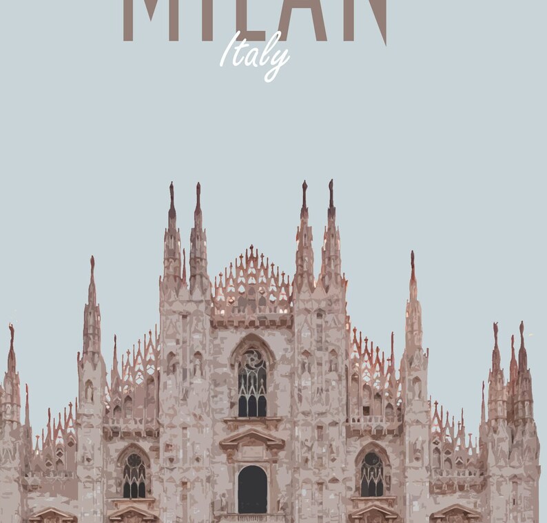 Milan Travel Poster - Retro Vintage Style Italy Art Print, Artwork ...