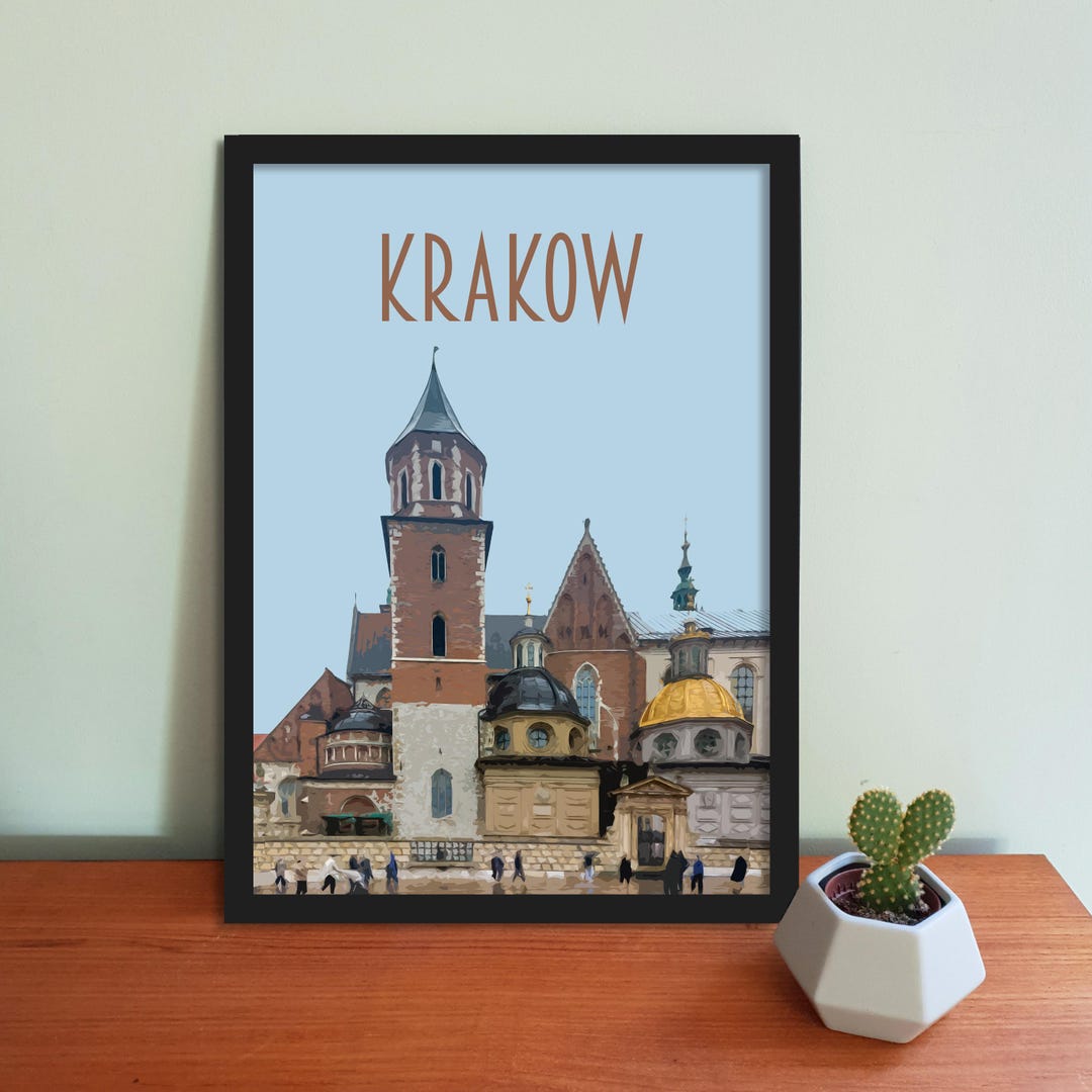 Krakow Travel Poster - Retro Vintage Style Poland Art Print, Artwork ...