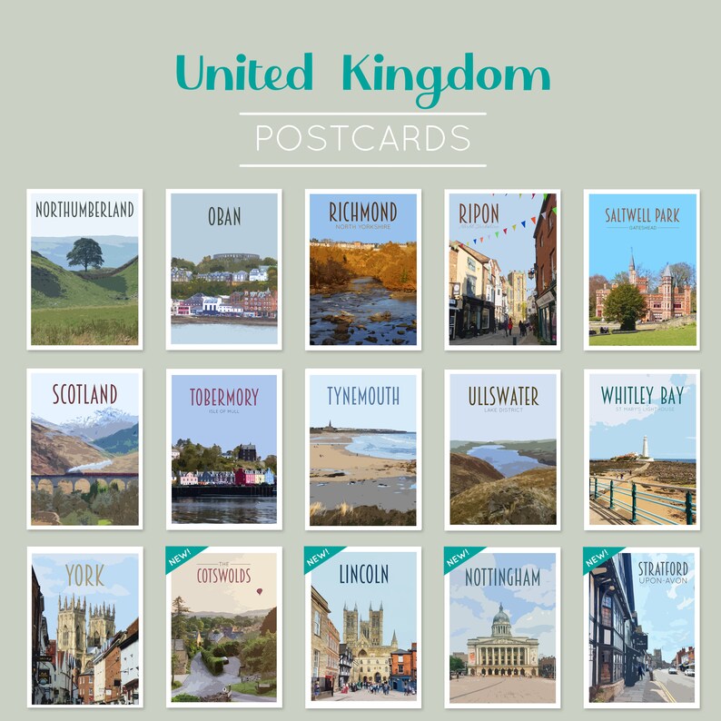 Travel Postcards Pack Retro Vintage Style Cities Postcard - Etsy