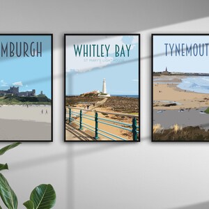 Tynemouth Travel Poster – Retro Longsands Beach Art Print - Etsy UK