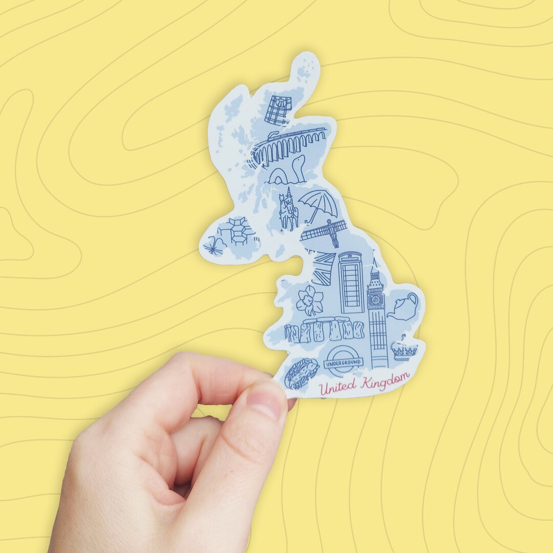 United Kingdom Sticker Waterproof UK Map Sticker Country - Etsy