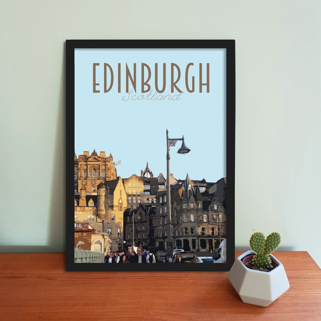 Edinburgh Scotland Travel Poster - Retro Style Art Print - Etsy