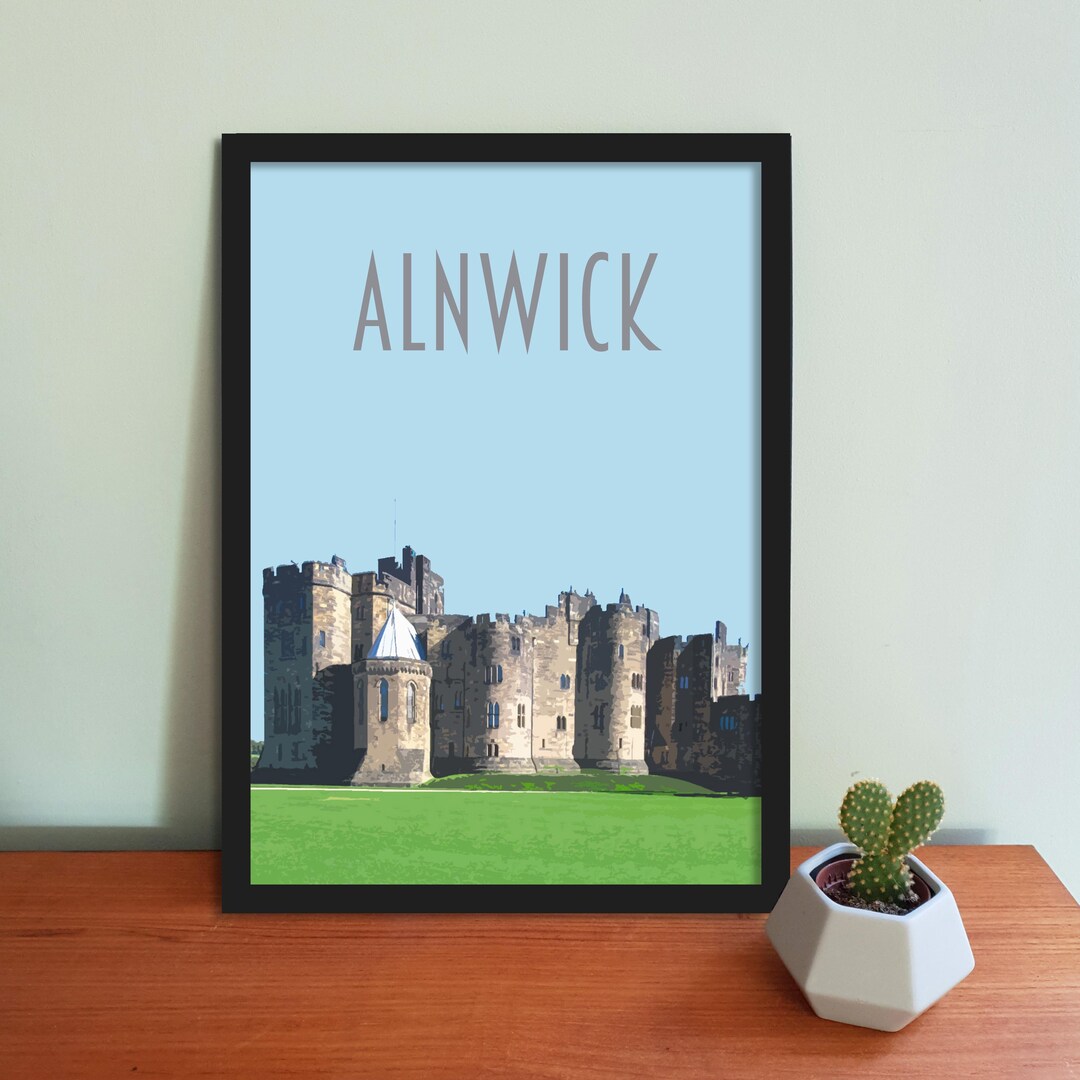 Alnwick Travel Poster - Retro Vintage Style Northumberland Art Print ...
