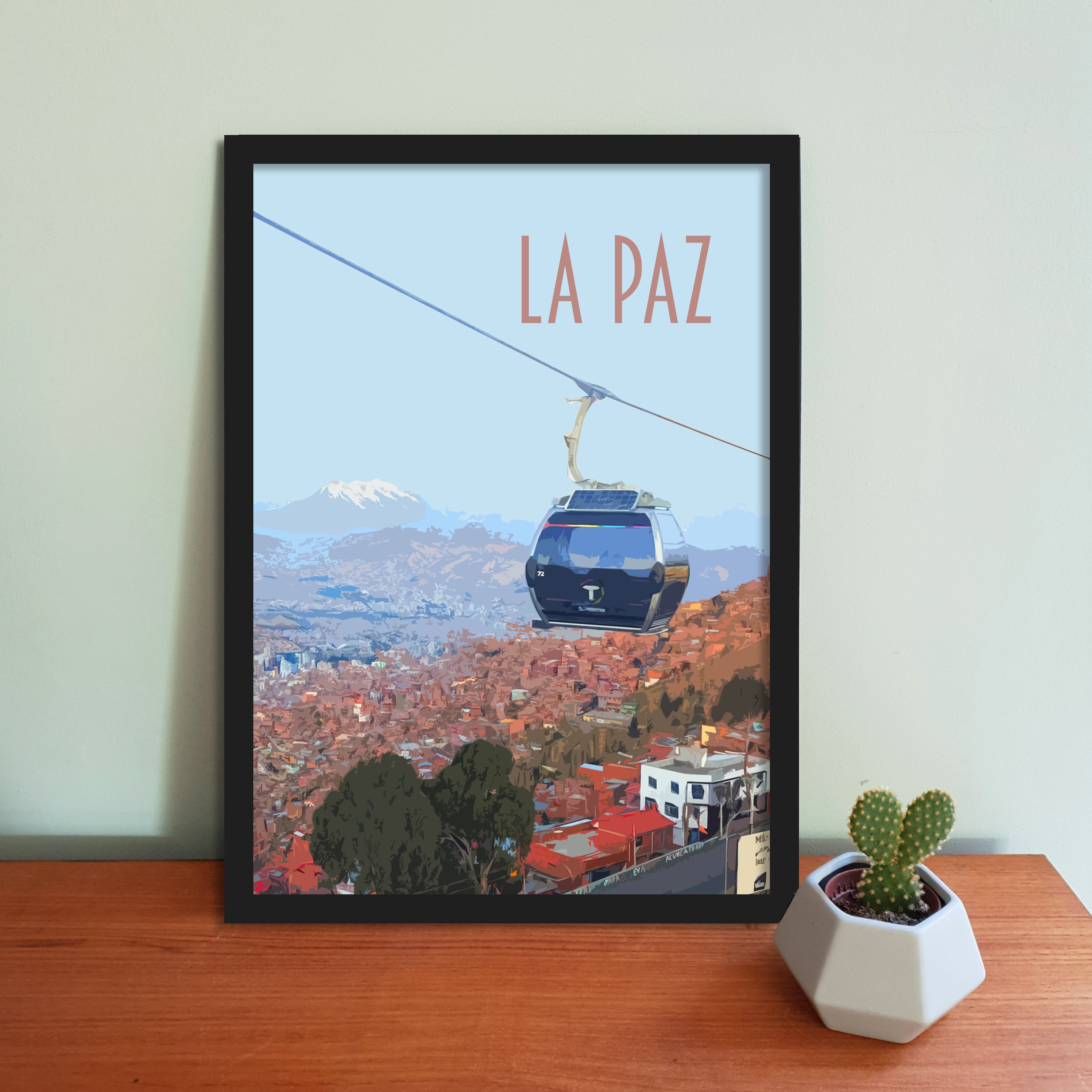 La Paz Travel Poster - Retro Vintage Style Bolivia Art Print, Artwork ...