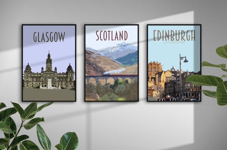 Edinburgh Travel Poster Retro Vintage Style Scotland Art - Etsy