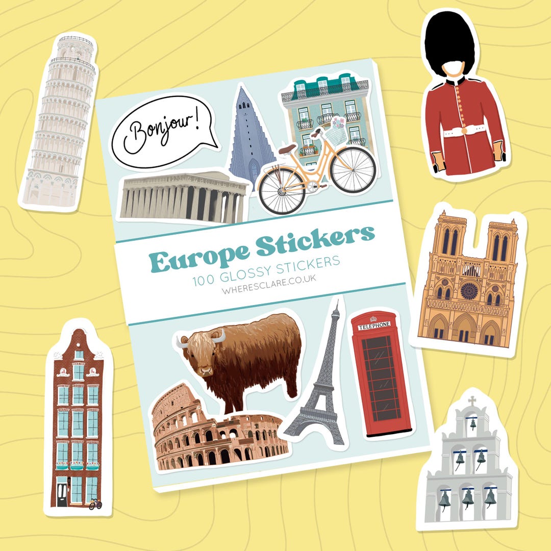 Europe Sticker Books With Stickers of Paris, London, Iceland, Scotland ...