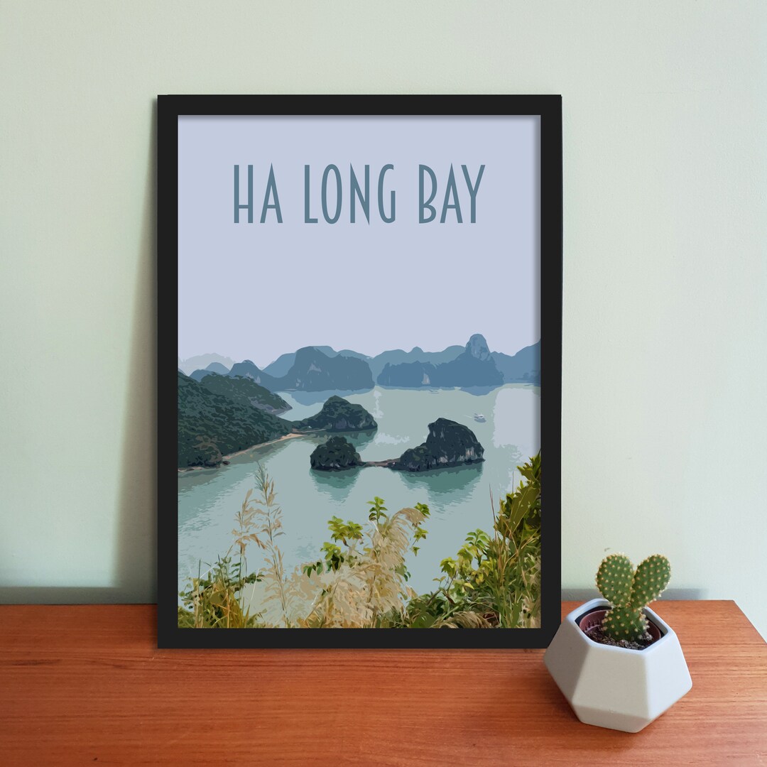 Ha Long Bay Travel Poster - Retro Vintage Style Ha Long Bay Art Print ...