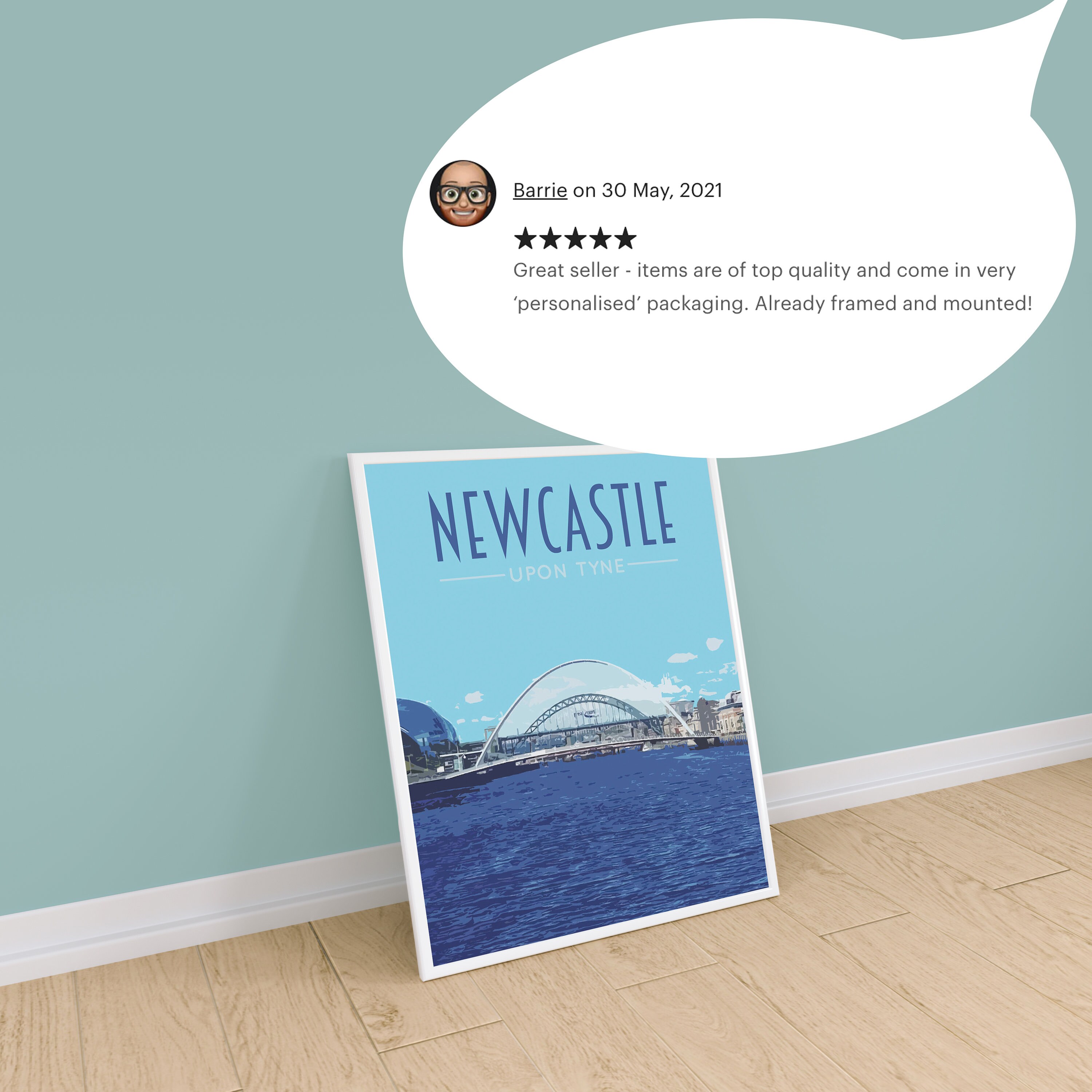 Newcastle Travel Poster - Retro Vintage Style Newcastle Upon Tyne Art ...