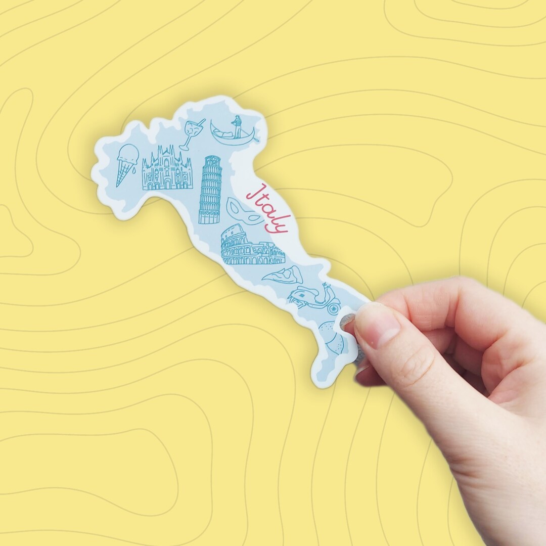 Italy Sticker Waterproof Italy Map Sticker Country Outline - Etsy