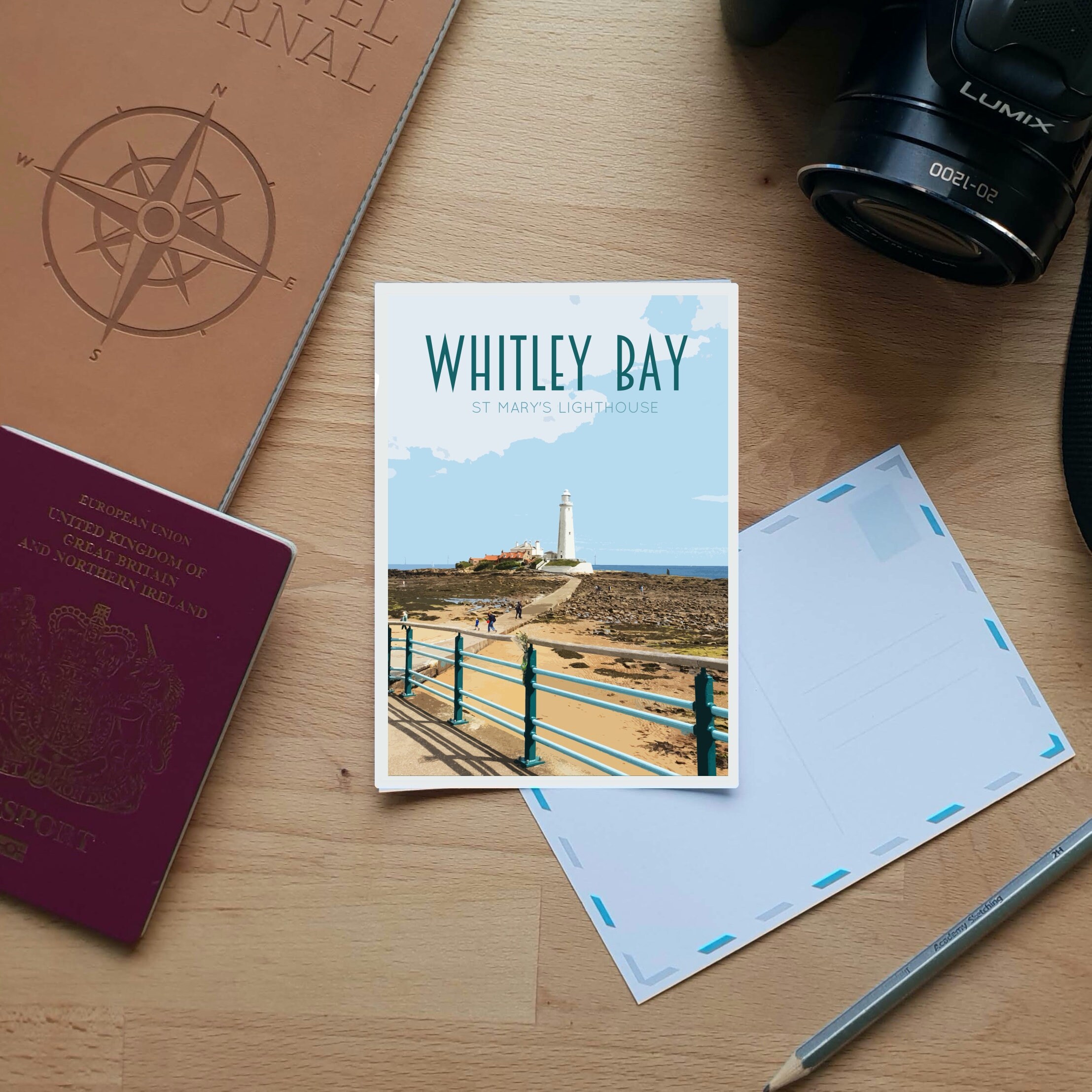 Whitley Bay Travel Poster - Retro Vintage Style UK Art Print, Artwork ...
