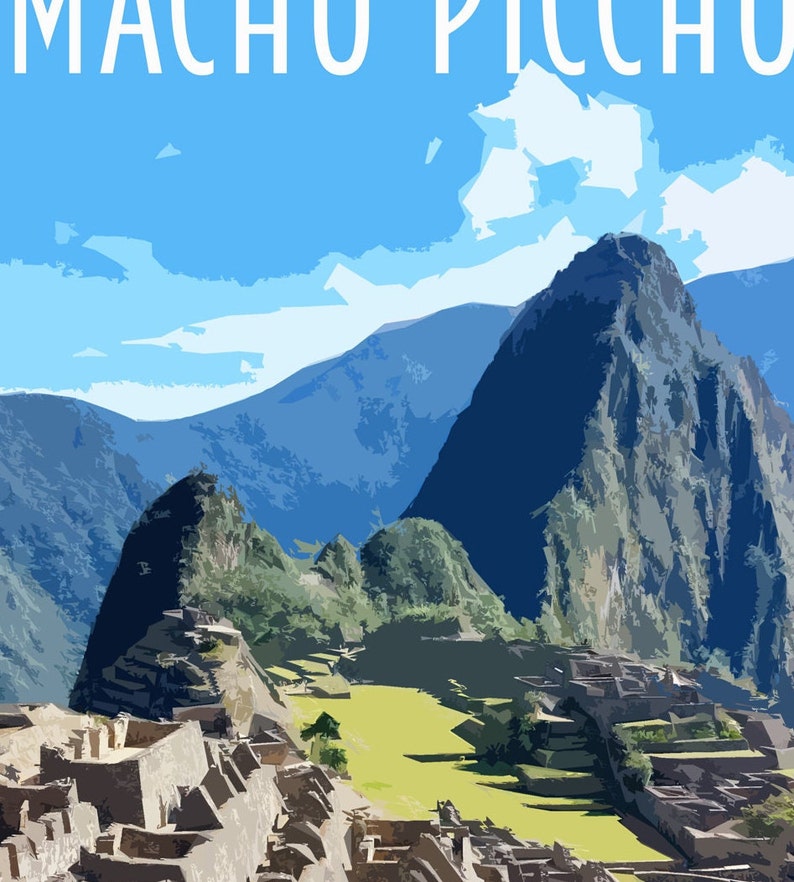 Machu Picchu Travel Poster - Retro Vintage Style Peru Art Print ...