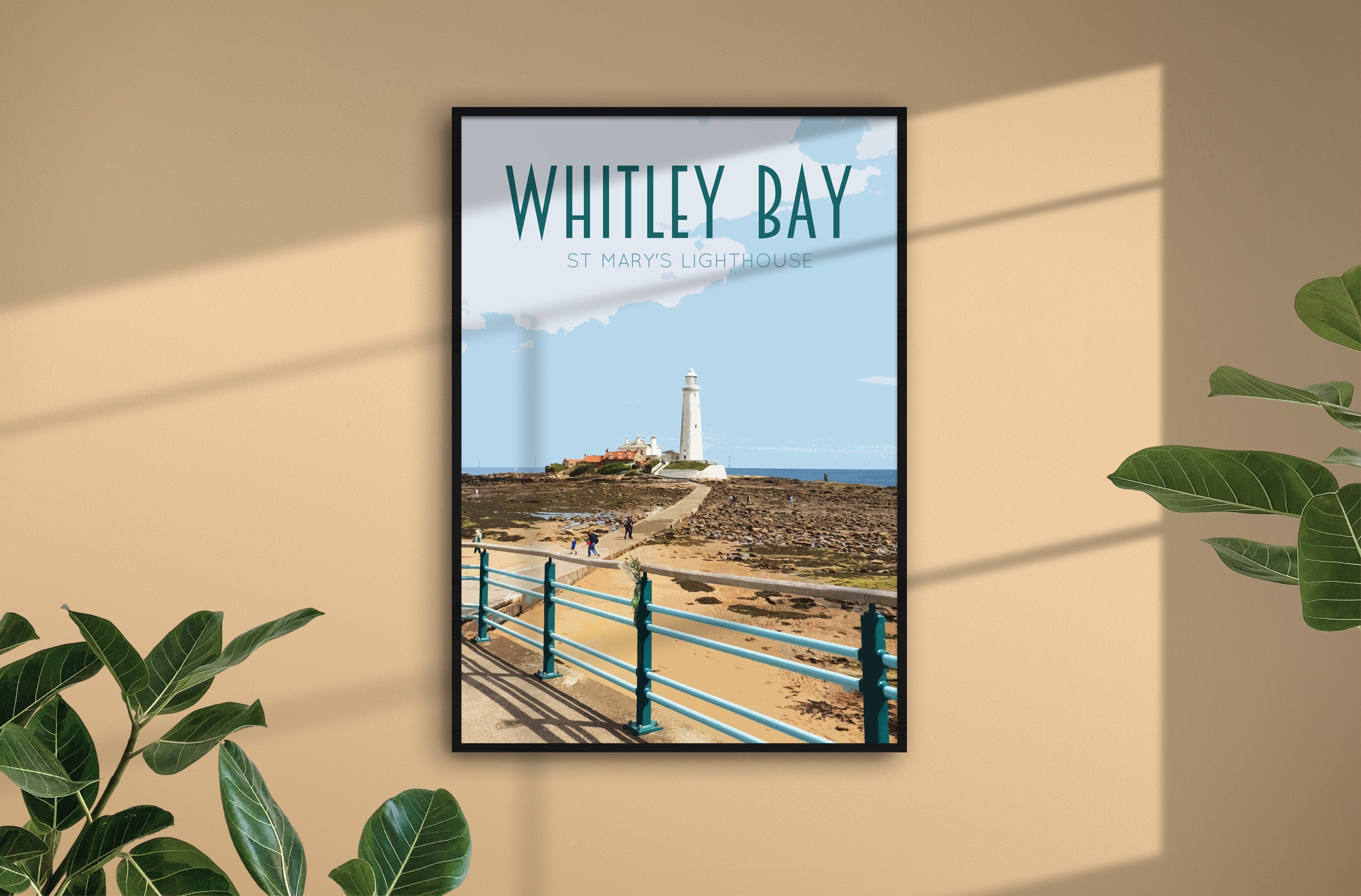 Whitley Bay Travel Poster - Retro Vintage Style UK Art Print, Artwork ...