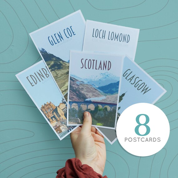 Scotland Travel Postcards Pack Retro Vintage Style Prints. | Etsy