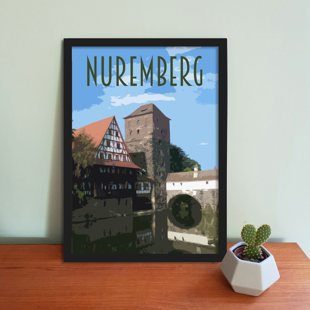 Nuremberg Travel Poster - Retro Vintage Style Nuremberg, Germany Art ...