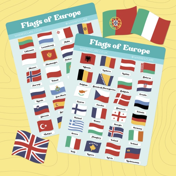 Europe Flags Stickers - Etsy