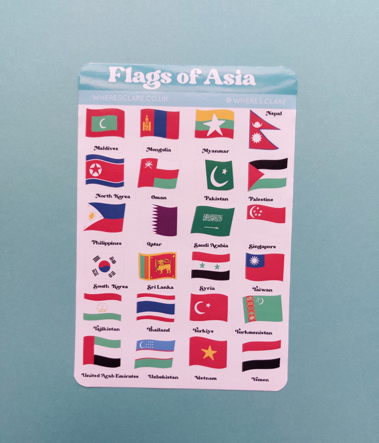 Asia Flag Stickers, Flags of Asia, South East Asia, Stickers for Travel ...