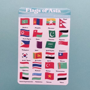 Asia Flag Stickers, Flags of Asia, South East Asia, Stickers for Travel ...