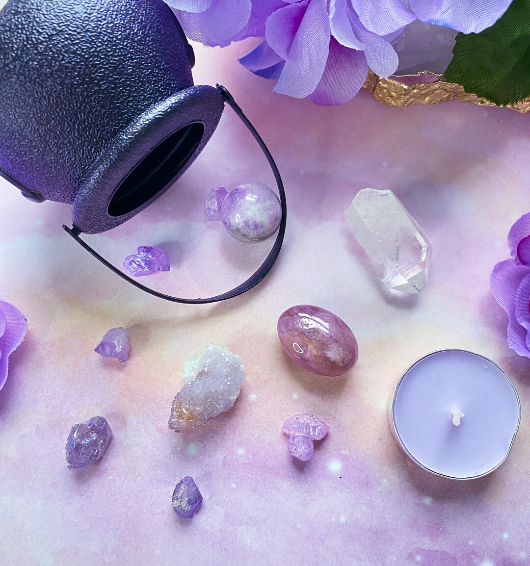 Crystal Bundle Gift Set: Chakra Healing Crystals in Plastic Cauldron - Etsy