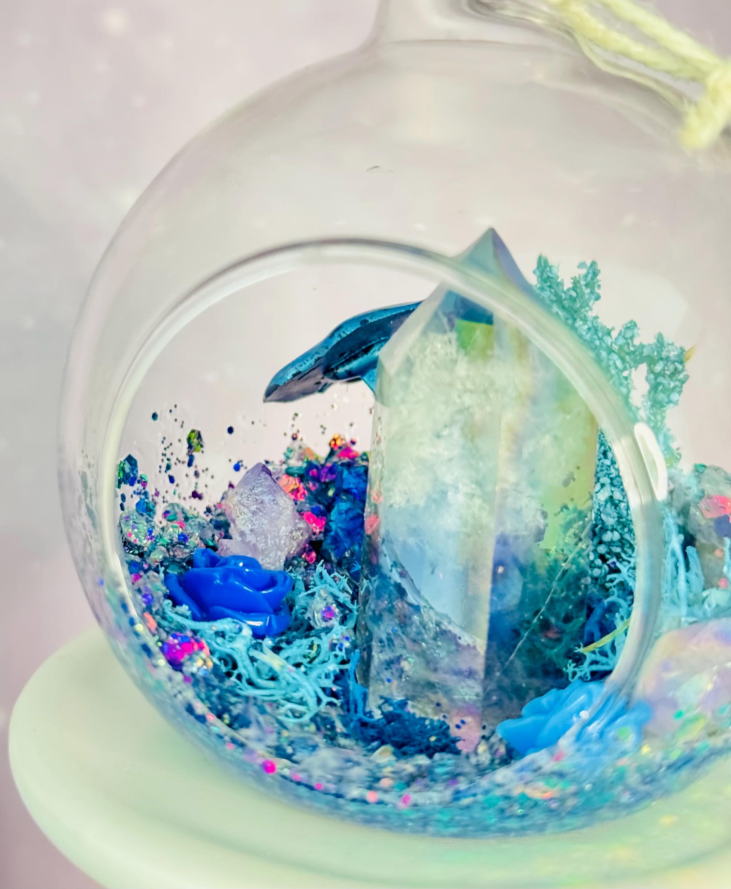 Tanzine Aura Quartz Crystal Garden: Hanging Crystal Terrarium - Etsy