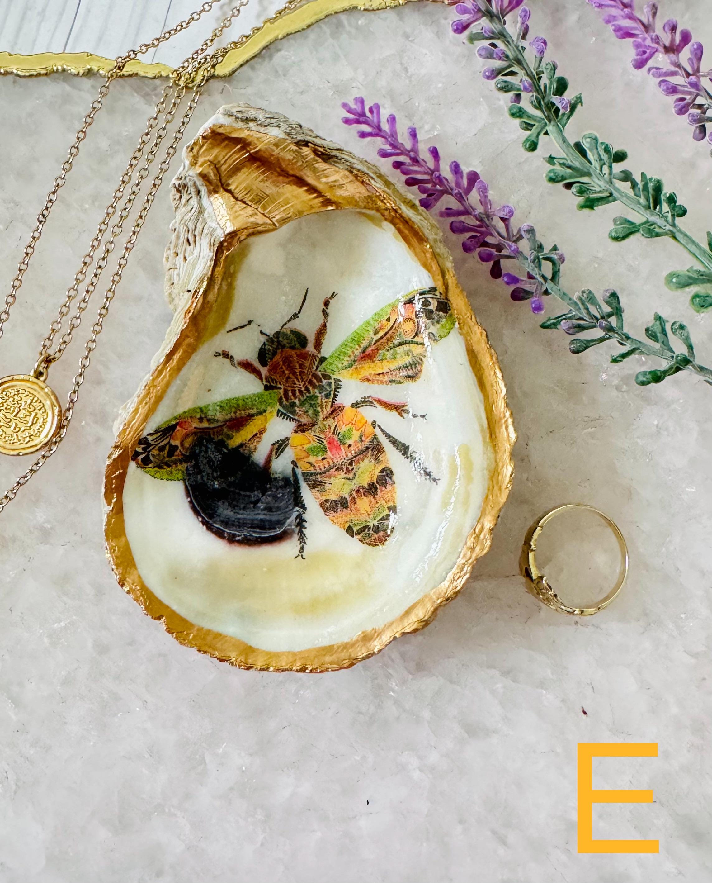 Decoupage Bee Ring Holder: Clam Shell Trinket Dish - Cottagecore Decor ...