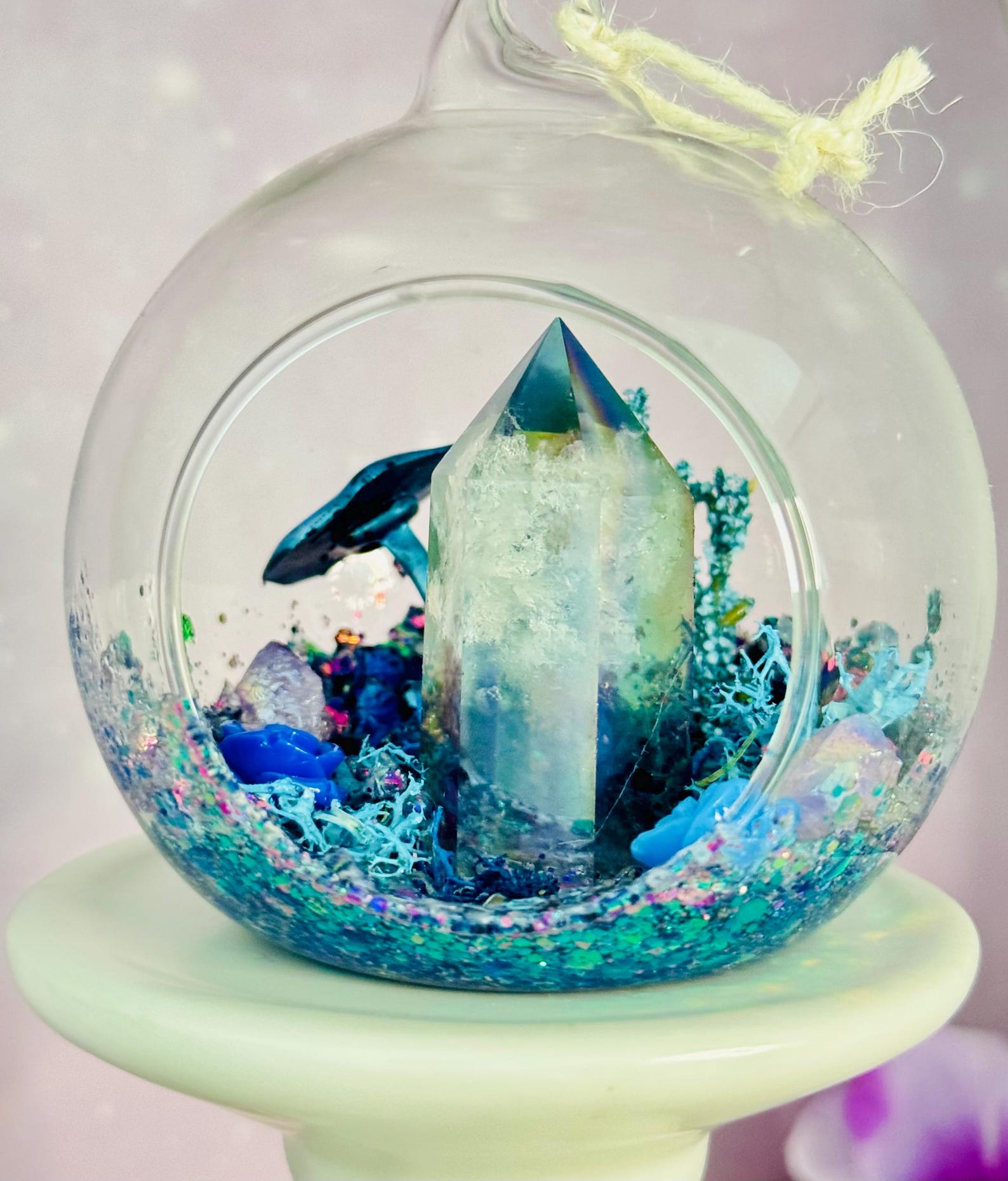 Tanzine Aura Quartz Crystal Garden: Hanging Crystal Terrarium - Etsy