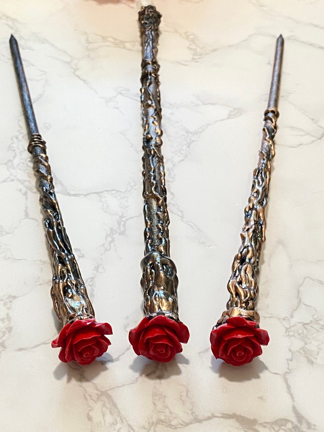 Handcrafted Rose Witch Wand: Pagan Altar Spell Casting - Etsy