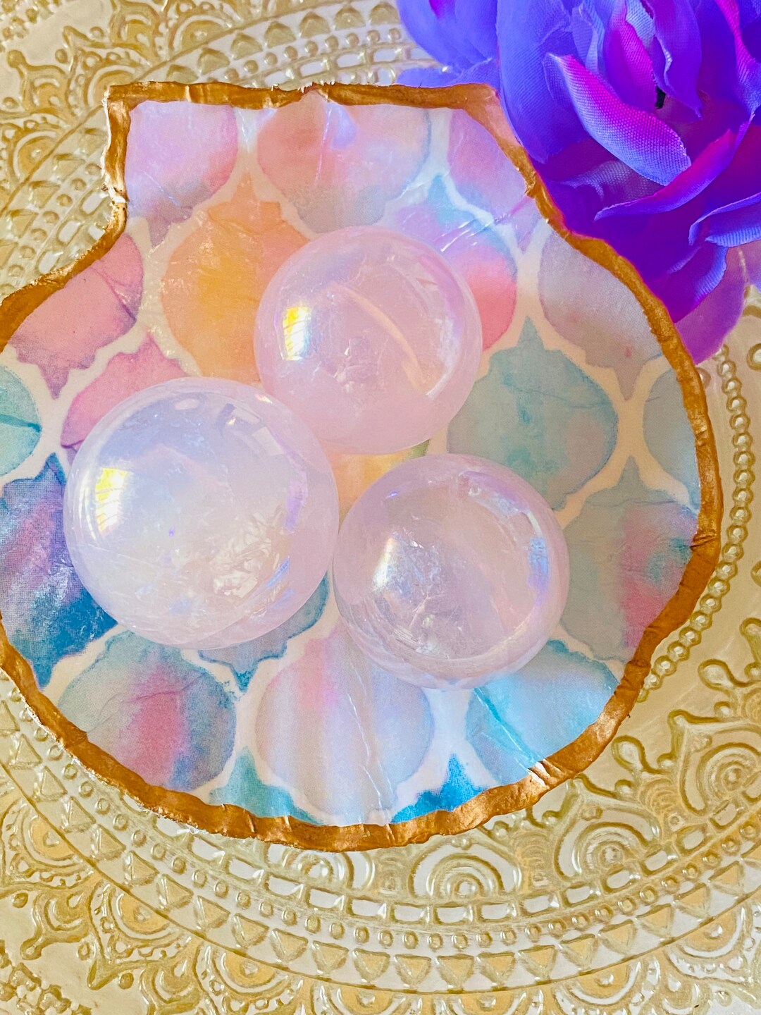 Aura Rose Quartz Sphere Angel Aura Crystal Spheres Witch Gifts Heart ...