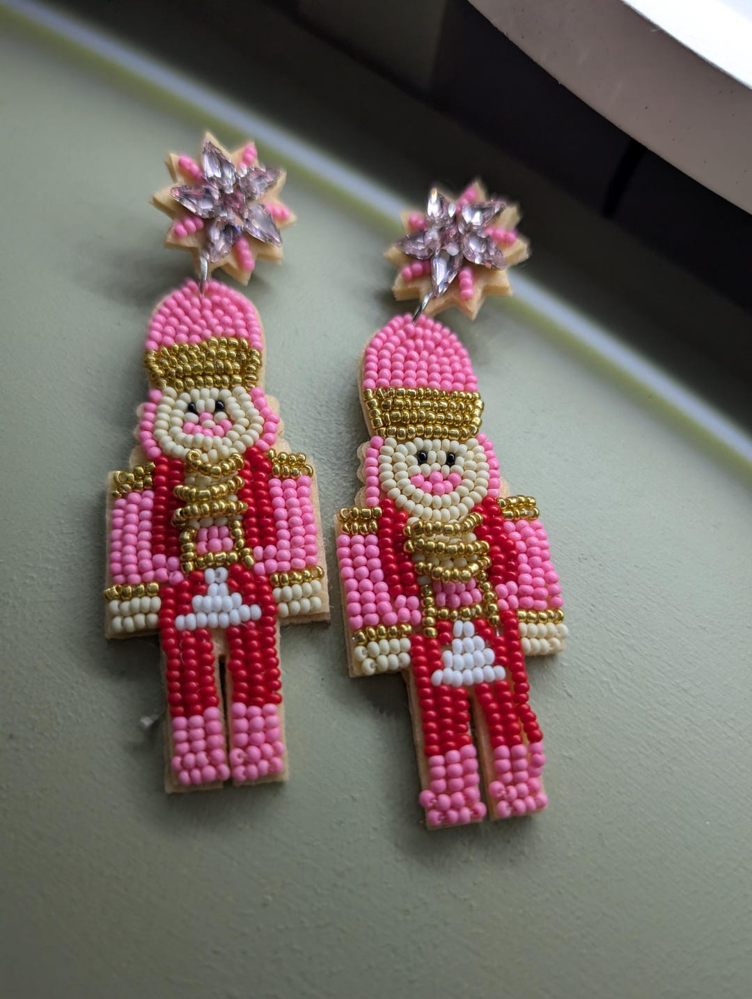 Beaded Earrings Pink Nutcracker - Etsy