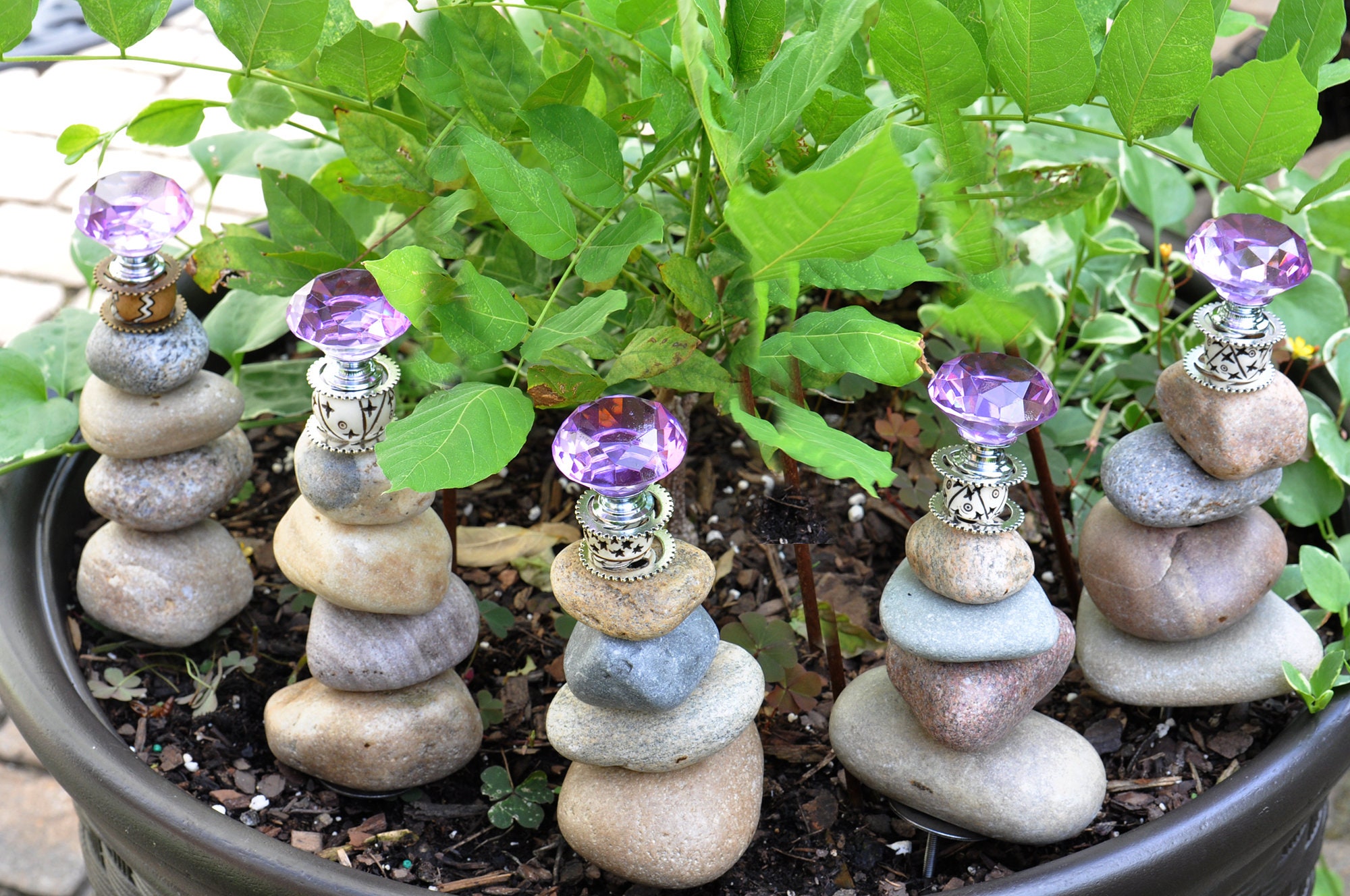 Amethyst Zen Stacked Rocks Garden Stake Fairy Wand - Etsy