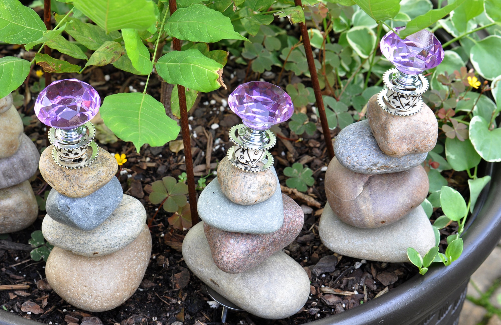 Amethyst Zen Stacked Rocks Garden Stake Fairy Wand - Etsy