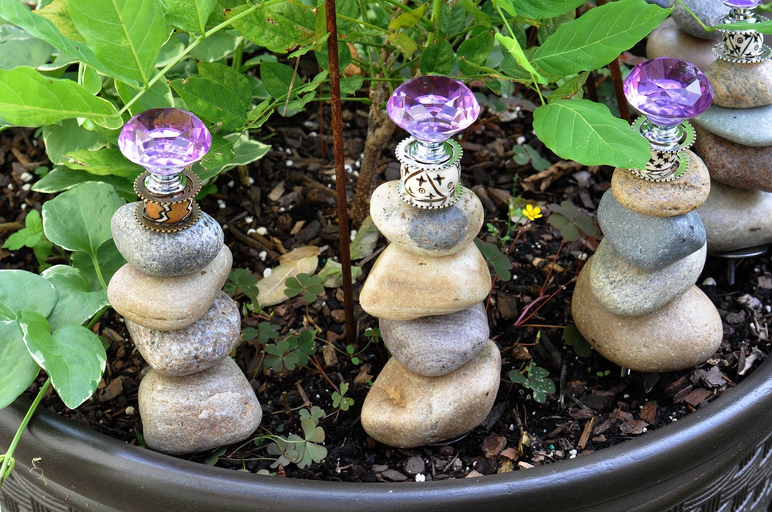 Amethyst Zen Stacked Rocks Garden Stake Fairy Wand - Etsy