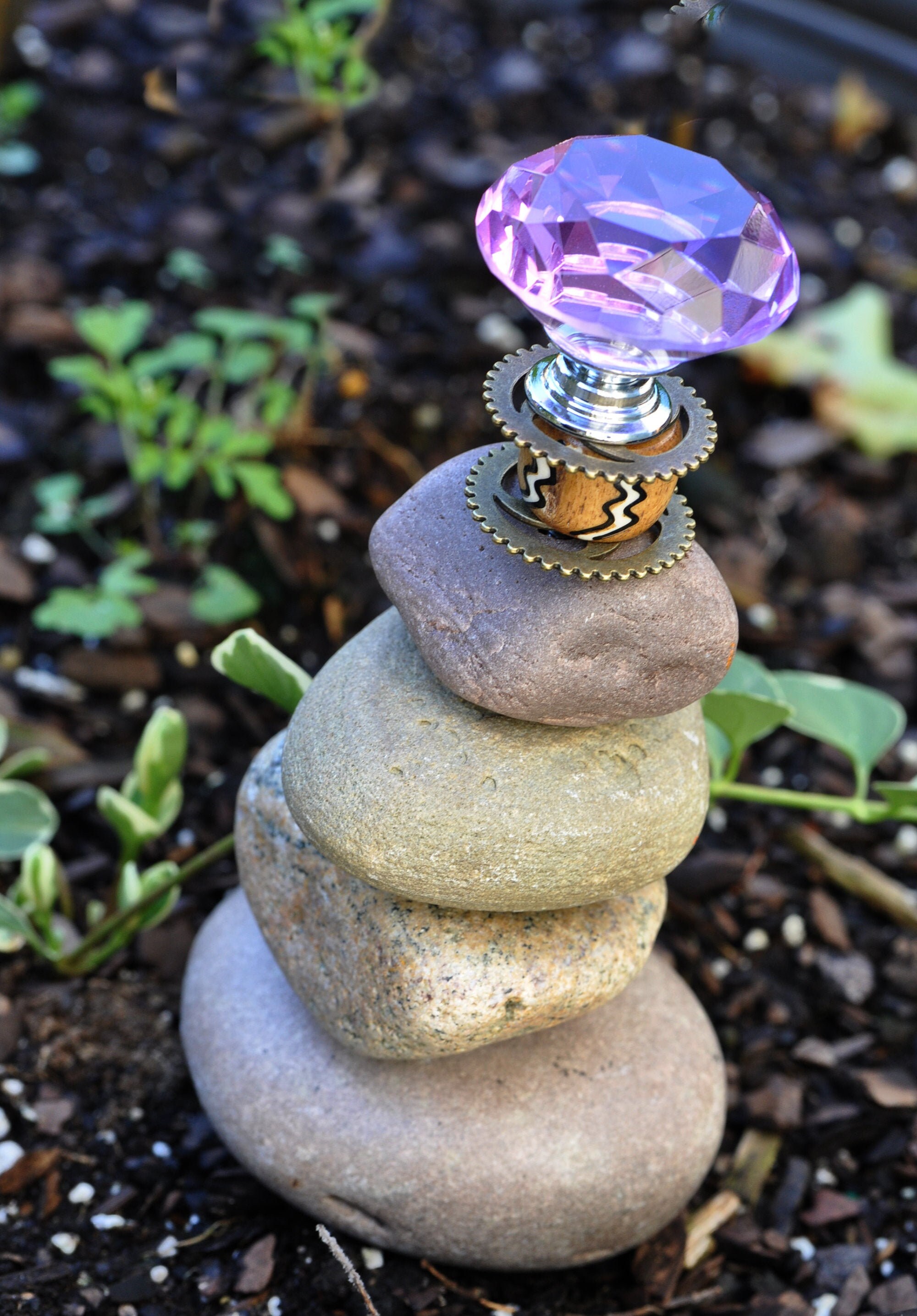 Amethyst Zen Stacked Rocks Garden Stake Fairy Wand - Etsy