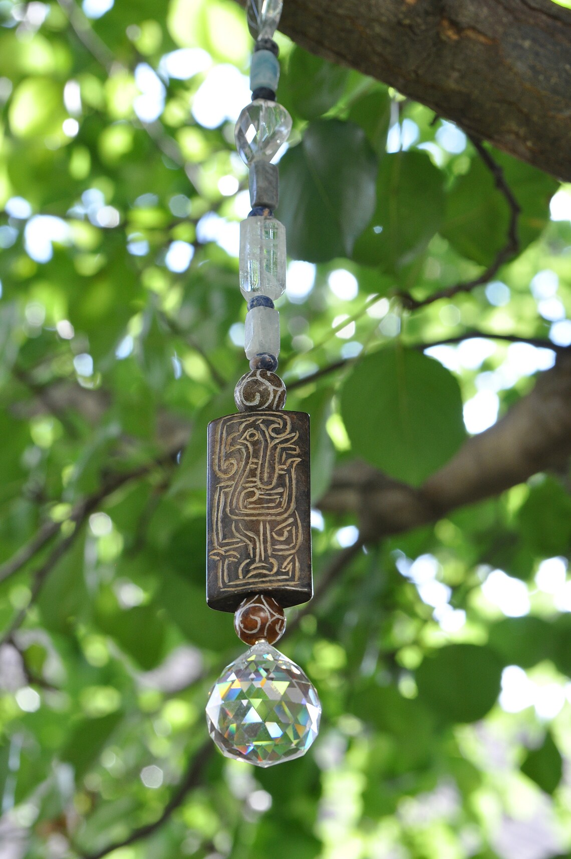 Carved Jade Suncatcher Totem - Etsy