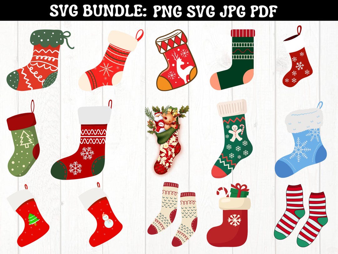 Christmas Stocking SVG - Stocking Bundle - Festive Stocking - Holiday ...