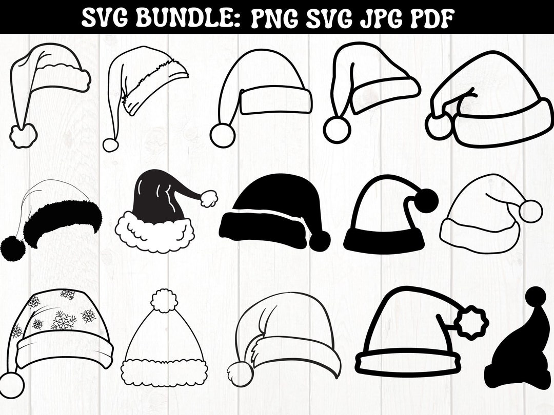 Santa Hat Svg Bundle, Christmas SVG, Santa Hat Silhouette, Christmas ...