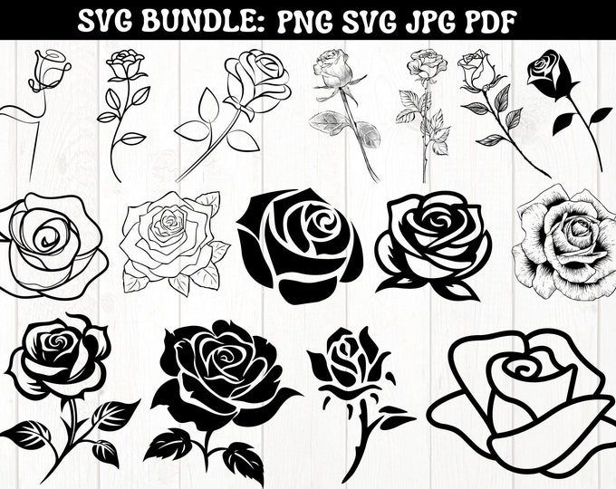 ROSE SVG Bundle, ROSES Svg Bundle, Rose Clipart Bundle, Rose Svg Cut ...