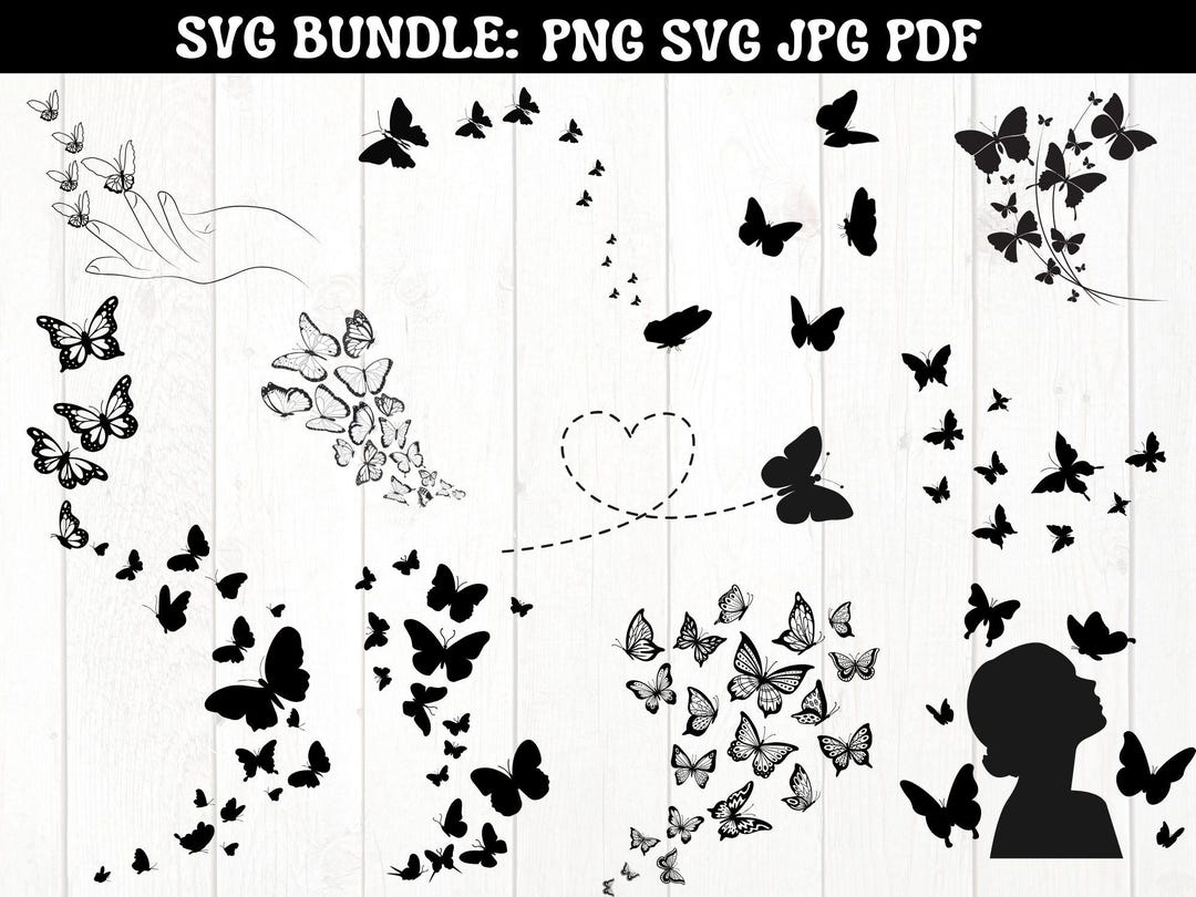 Flying Butterflies Svg Bundle, Butterfly Png, Butterfly Svg, Layered ...