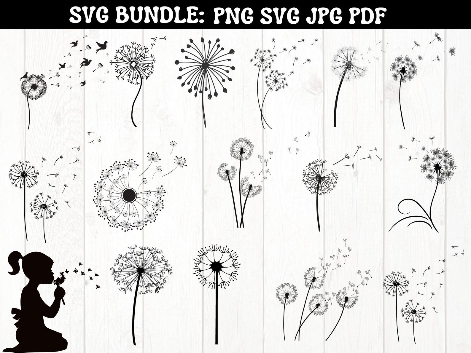 Dandelion Svg Bundle, Dandelion Svg, Cut Files for Cricut, Silhouette ...
