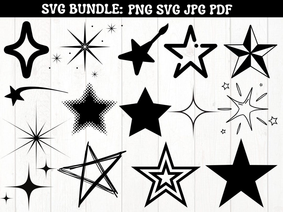Stars SVG/PNG Clipart Bundle, Sublimation Design, Cricut Cut Files ...